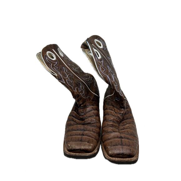 Cavender's | Shoes | Cavenders Cognac Navy Square Toe Western Boots ...